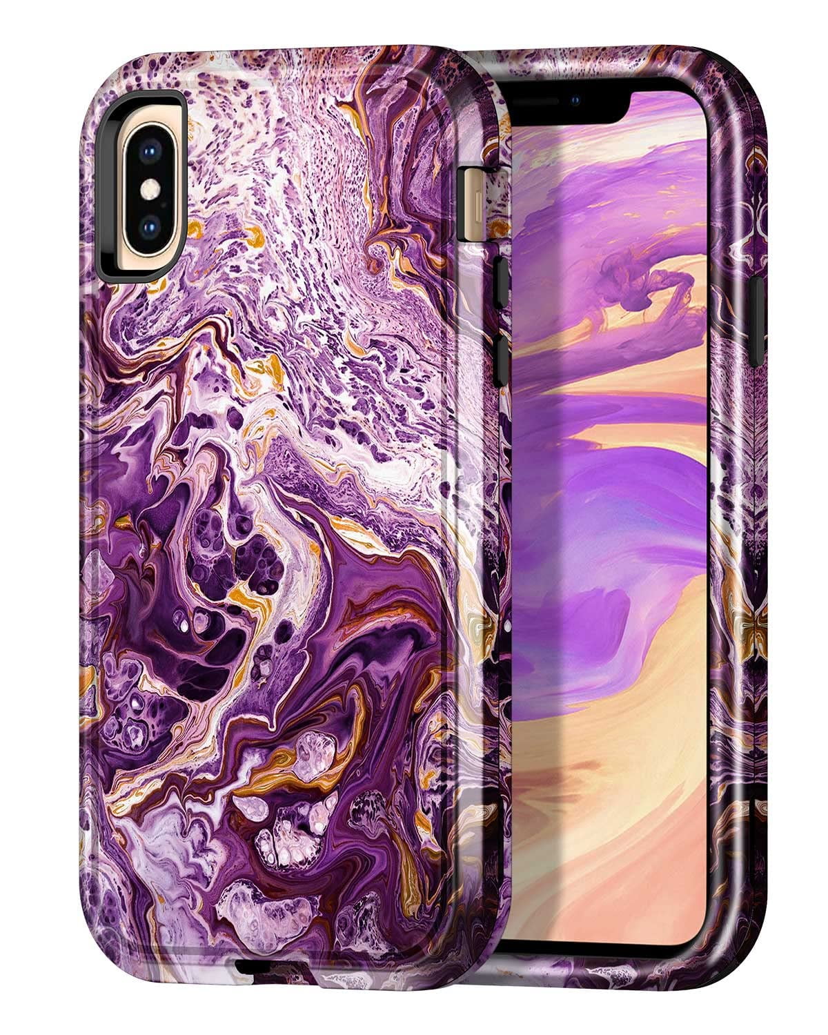 CASEFIV for iPhone Xs Max Case,Marble Pattern 3 in 1 Heavy Duty ...