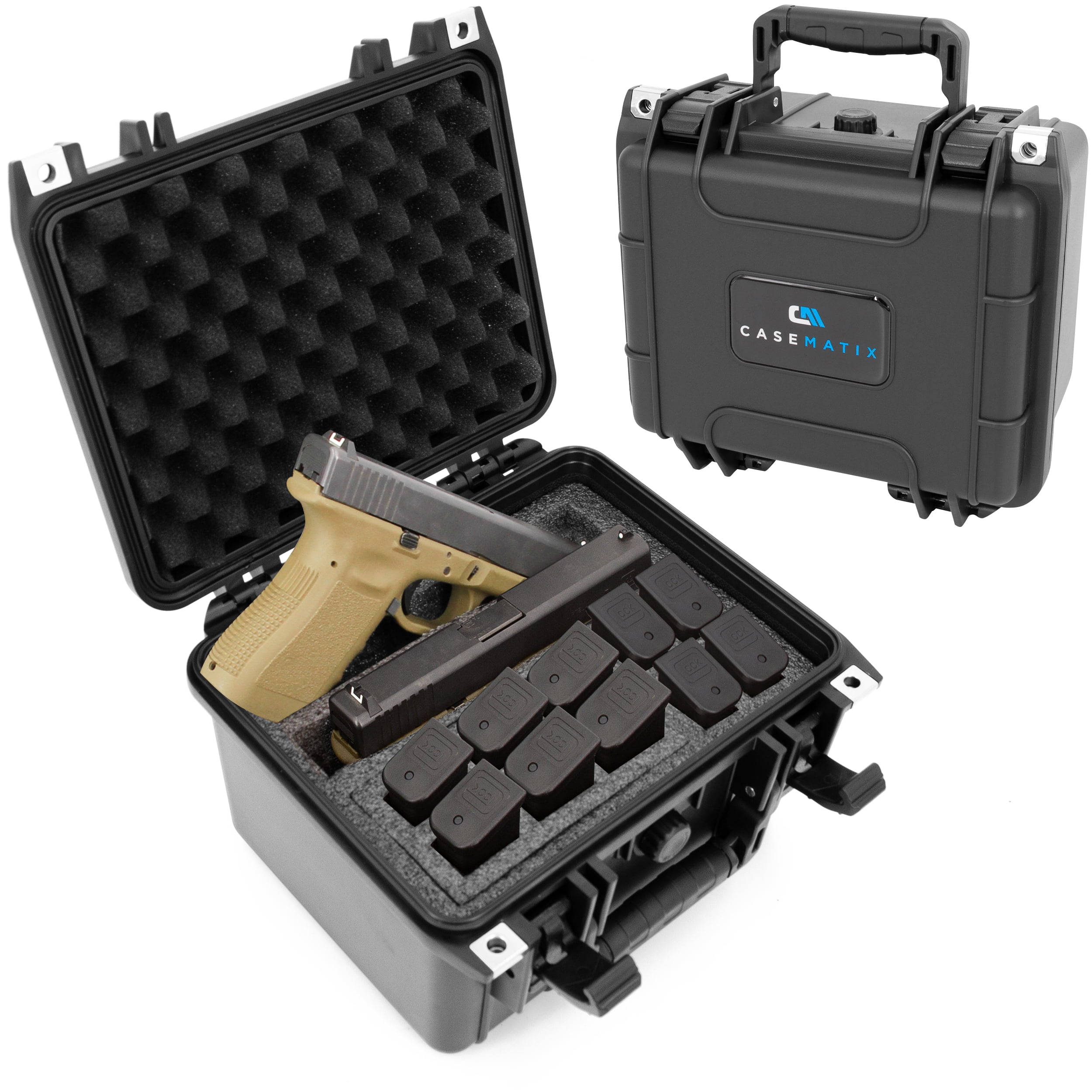 CASEMATIX 10" Two Gun Hard Case - Professional Dual Pistol & Magazine ...