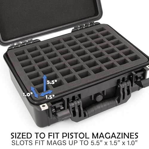 CASEMATIX 56 Pistol Magazine Storage Case - TSA Approved Waterproof Gun ...