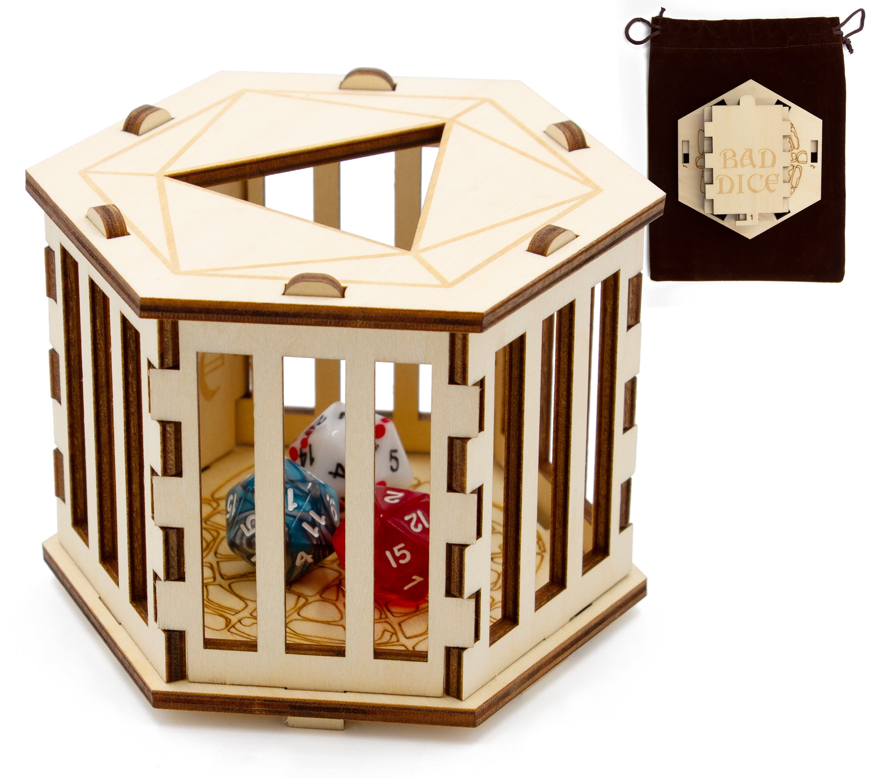 CASEMATIX DND Dice Jail for Up to 50 RPG Dice with Fabric Travel Bag ...