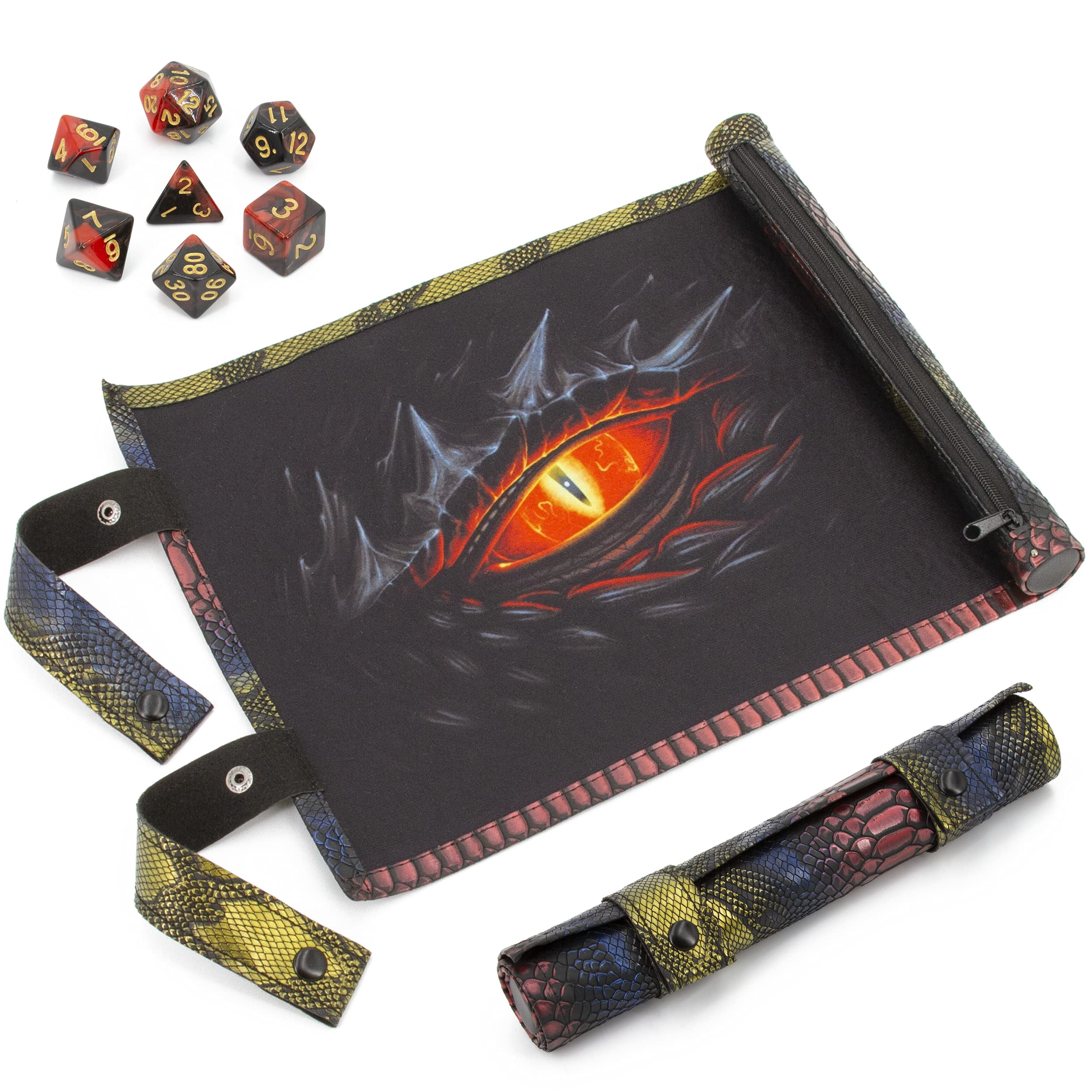 CASEMATIX Dice Rolling Tray and Dice Mat with 7 Included Roleplaying ...