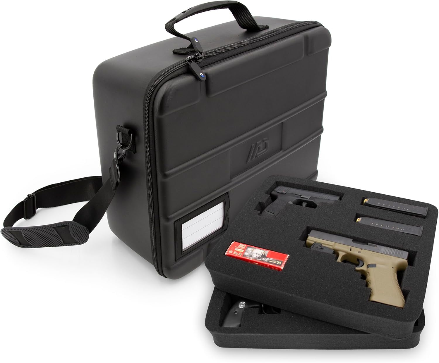 CASEMATIX Gun Case Pistol Range Bag - Durable EVA Gun Bag with Two ...