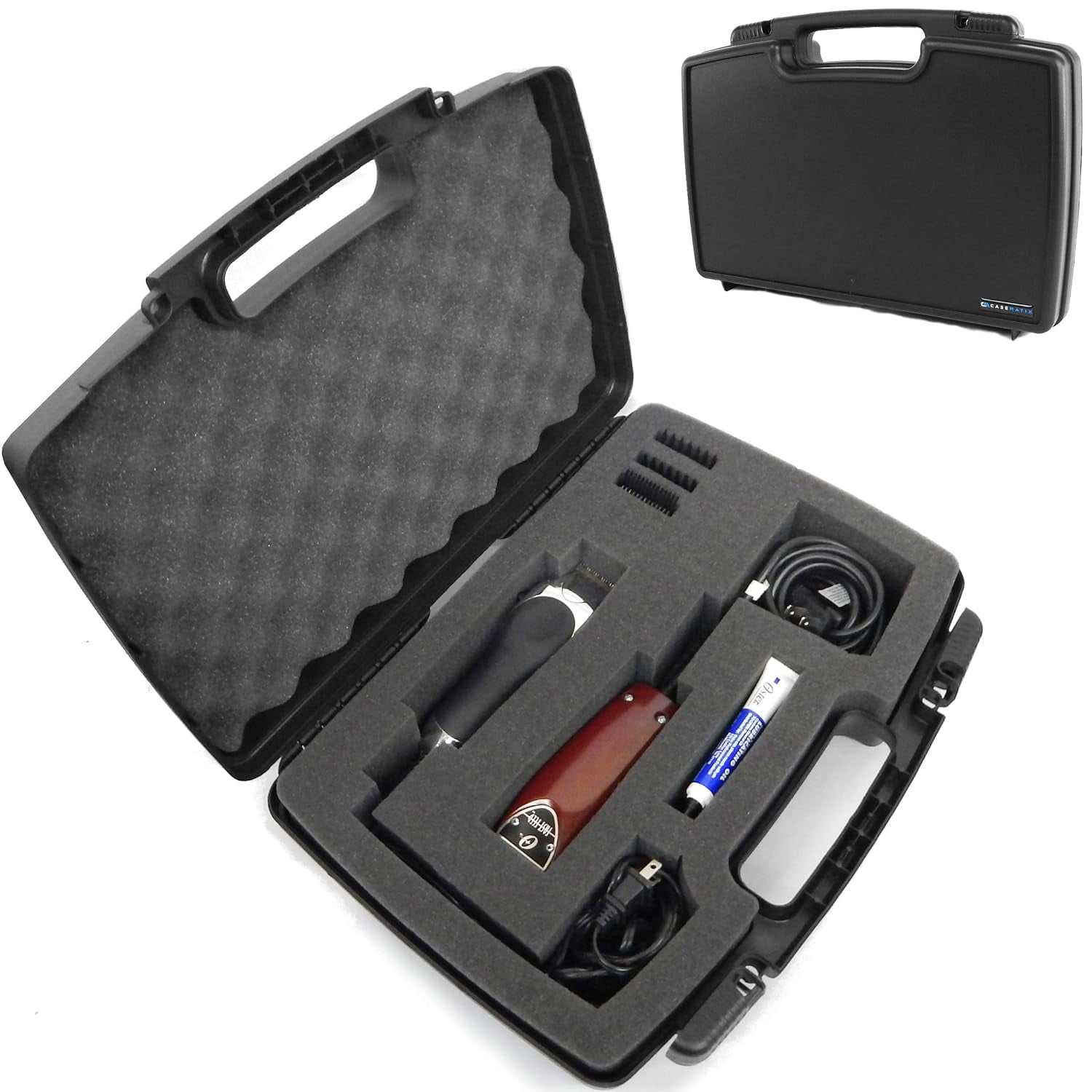 CASEMATIX Hard Shell Barber Case Clippers Travel Organizer and Foam ...