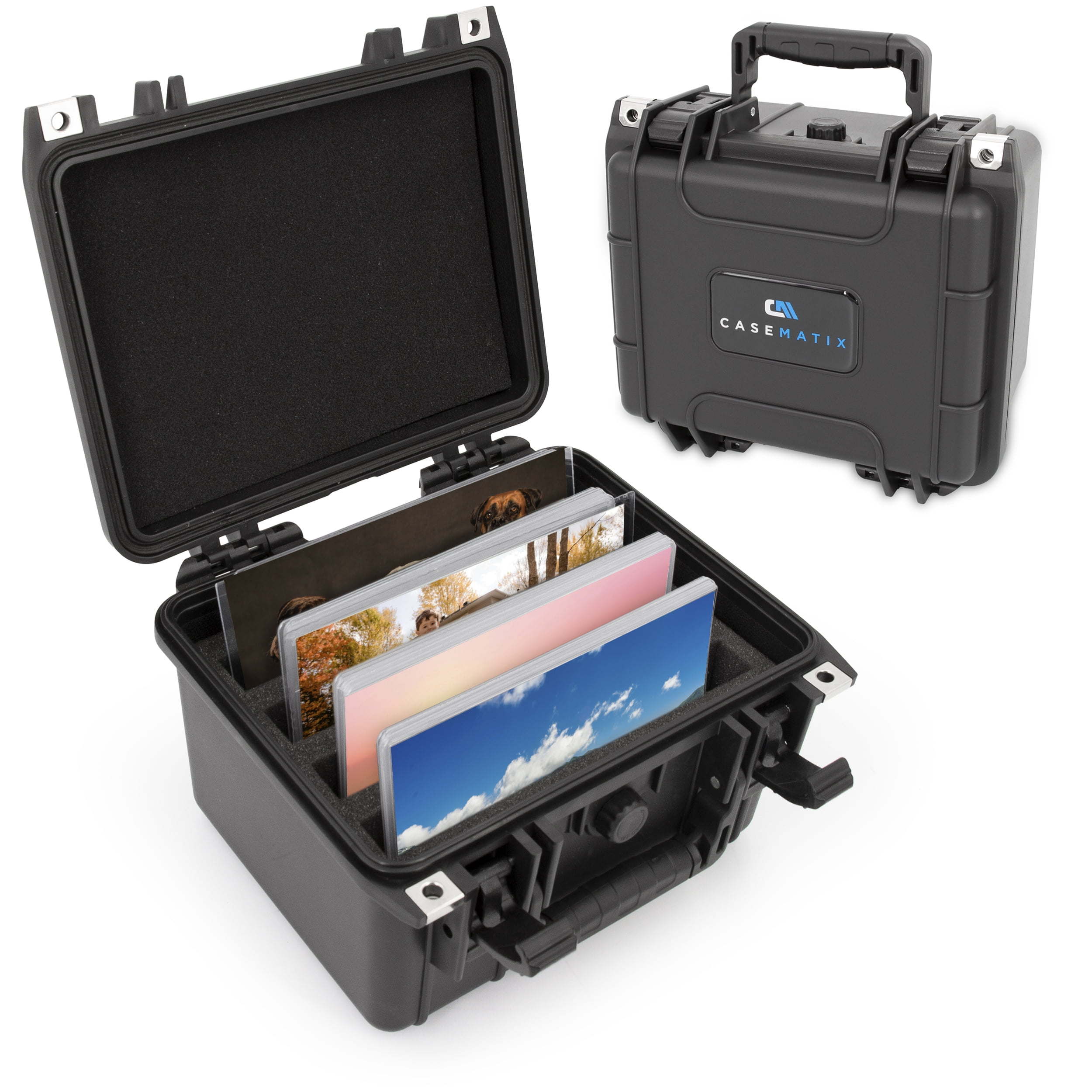 CASEMATIX Waterproof Photo Storage Box 5x7 with 4 Foam Organizers for ...