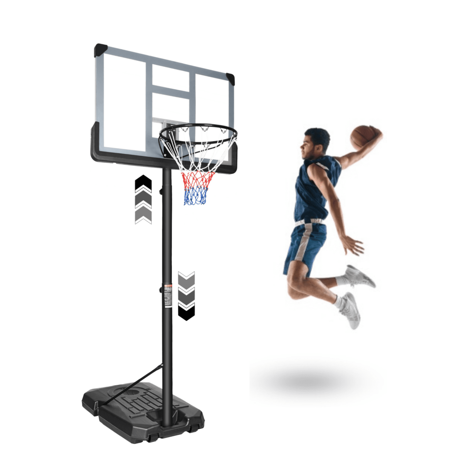 CASEMIOL 44 inch Outdoor Basketball Hoop Stand for Adults, 6.6FT-10FT ...