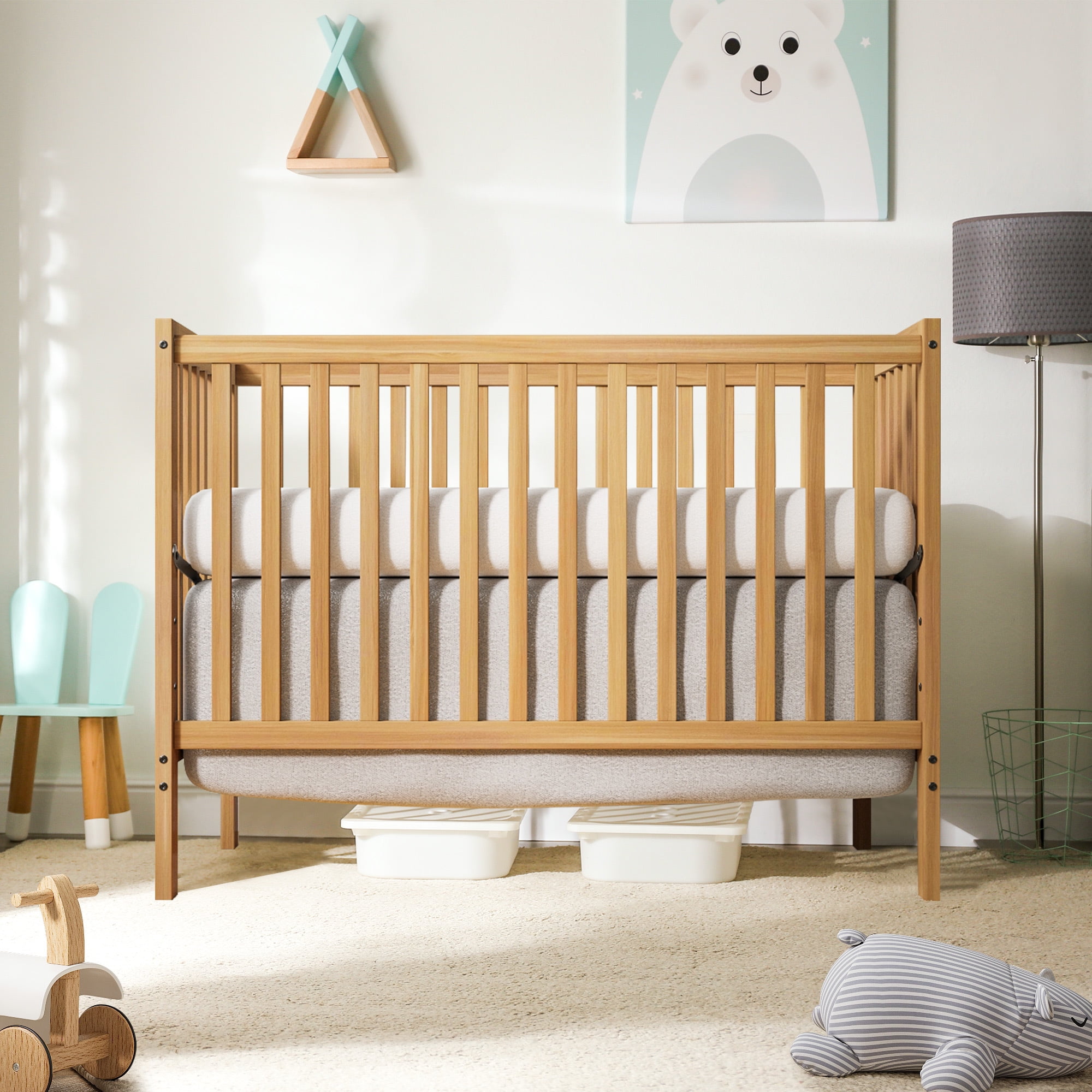 CASEMIOL 5-In-1 Convertible Crib, New Zealand Pinewood Baby Bed,Baby ...