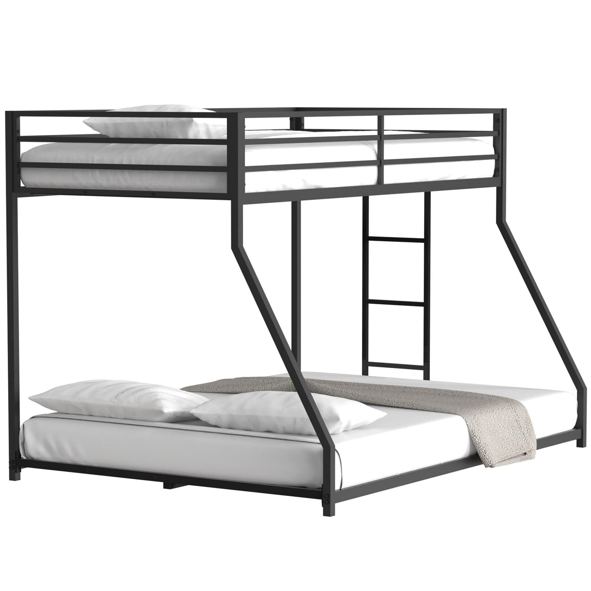 CASEMIOL Bunk Bed Twin Over Full with Removable Ladder & Safety Railing ...