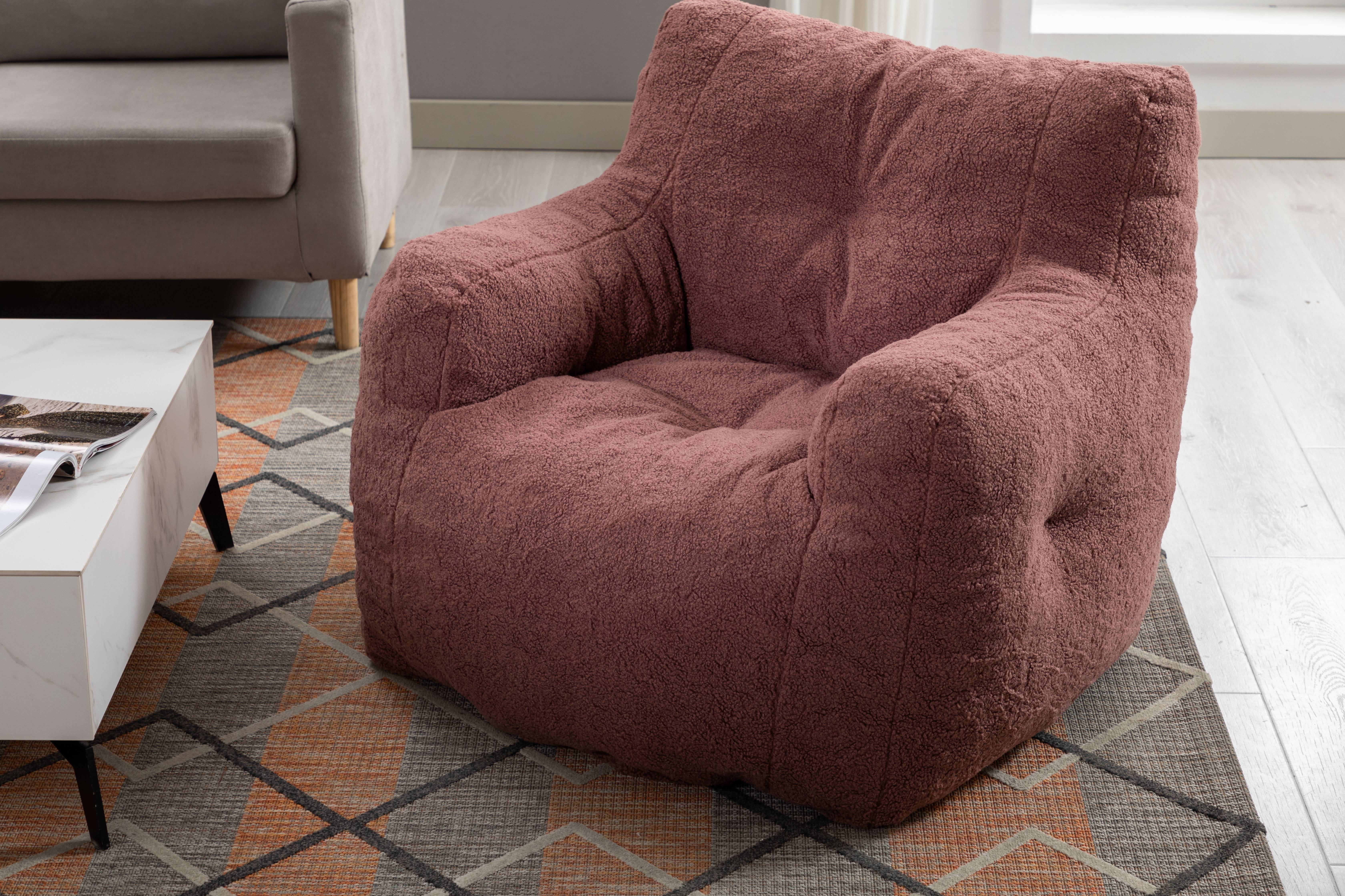 CASEMIOL Oversized Teddy Velvet Accent Chair, Memory Foam Filled Lounge ...