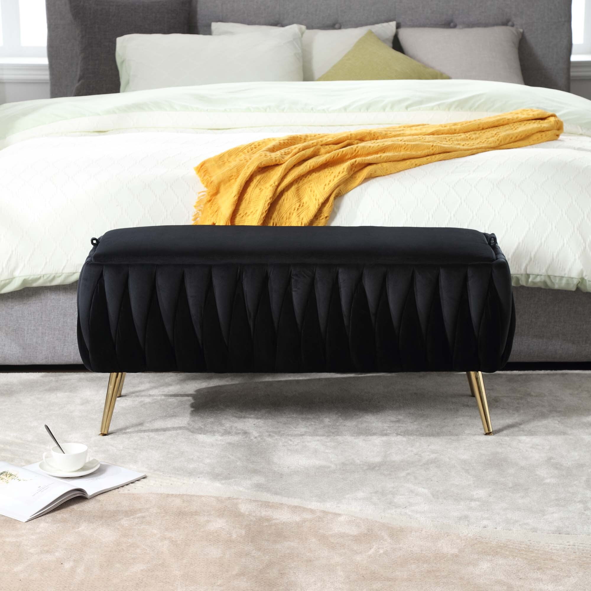 CASEMIOL Storage Ottoman Bench with Cover, Ottoman Foot Rest Stool with ...