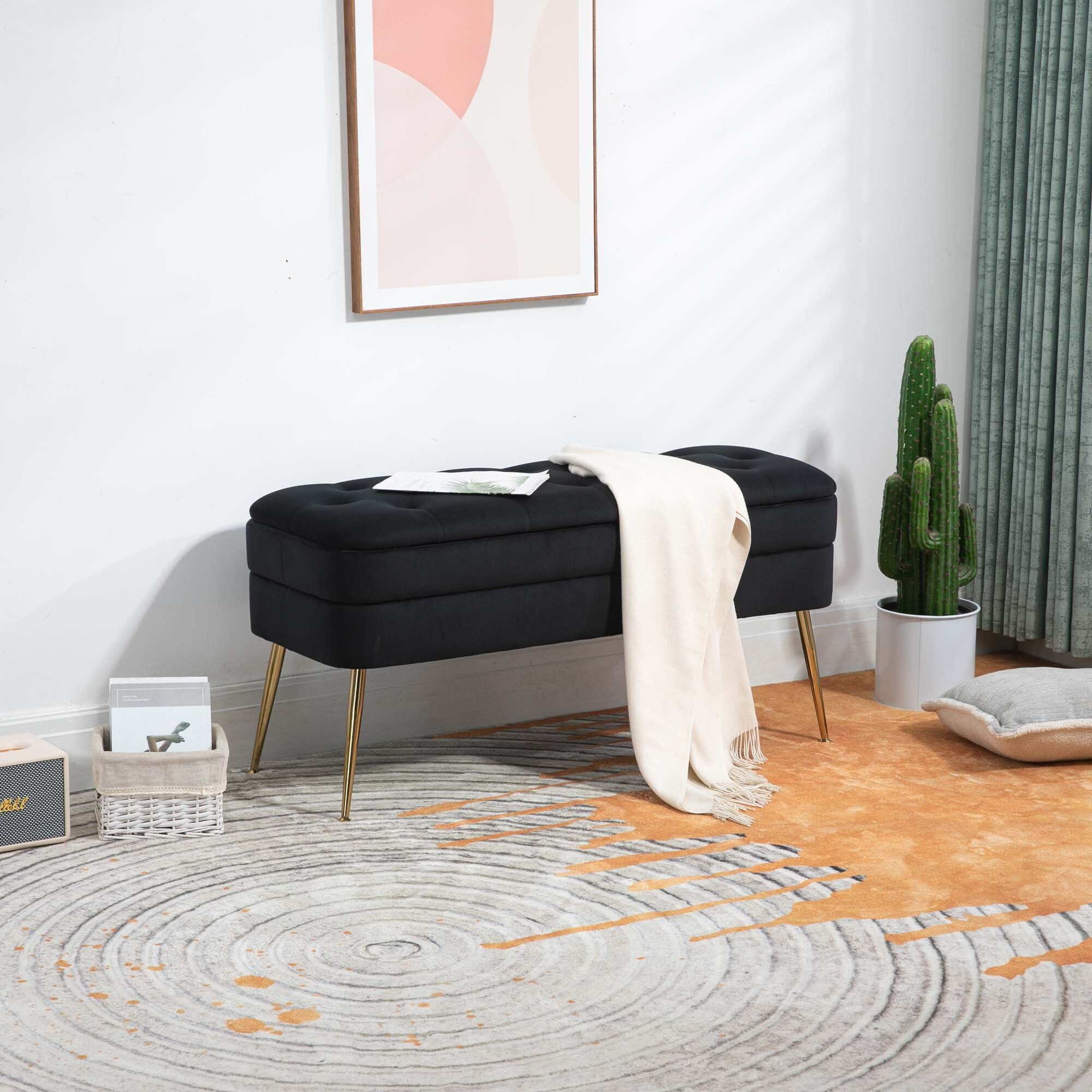 CASEMIOL Storage Ottoman Bench with Cover, Ottoman Foot Rest Stool with ...