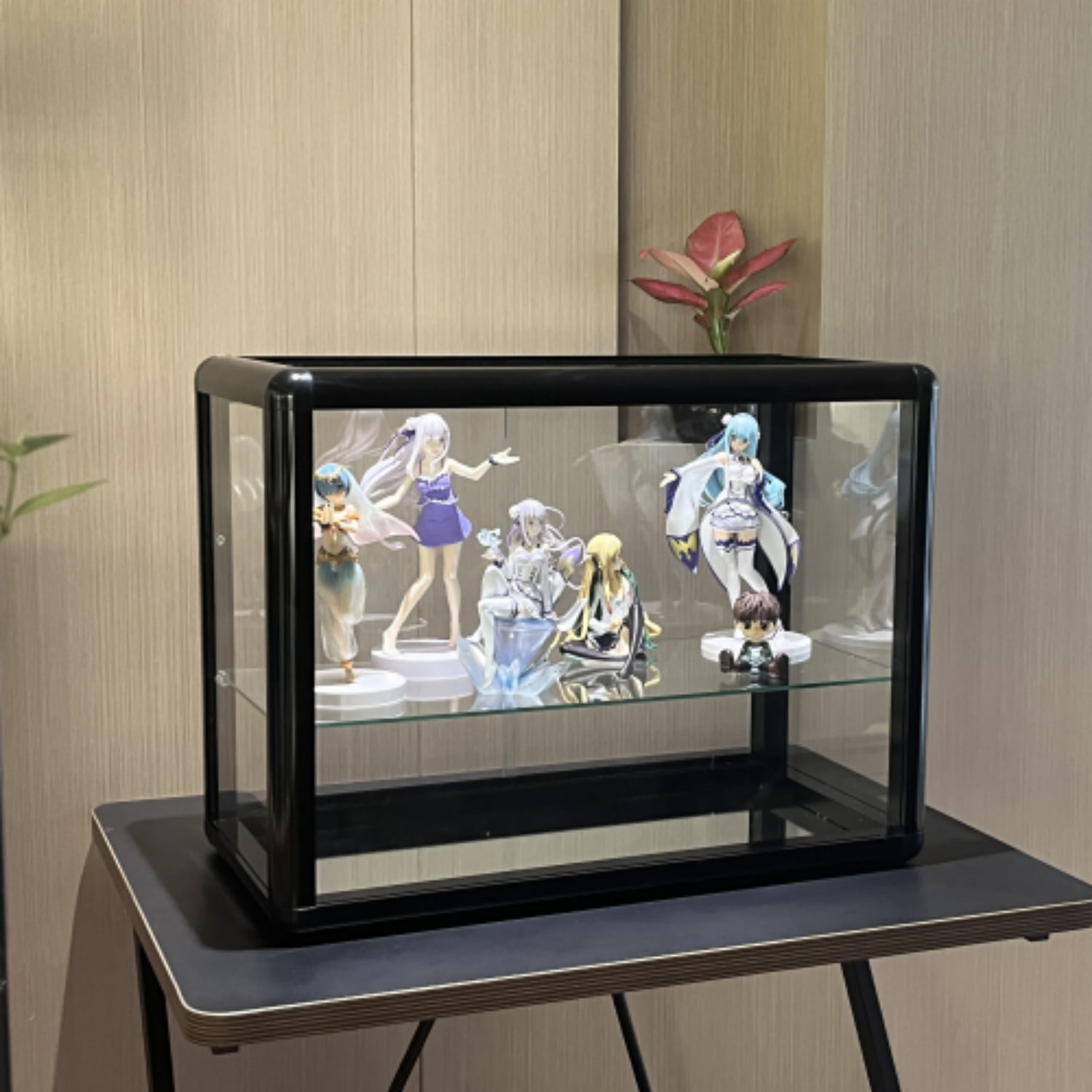 CASEMIOL Tempered Glass Display Case with Lock and Key, Aluminum ...