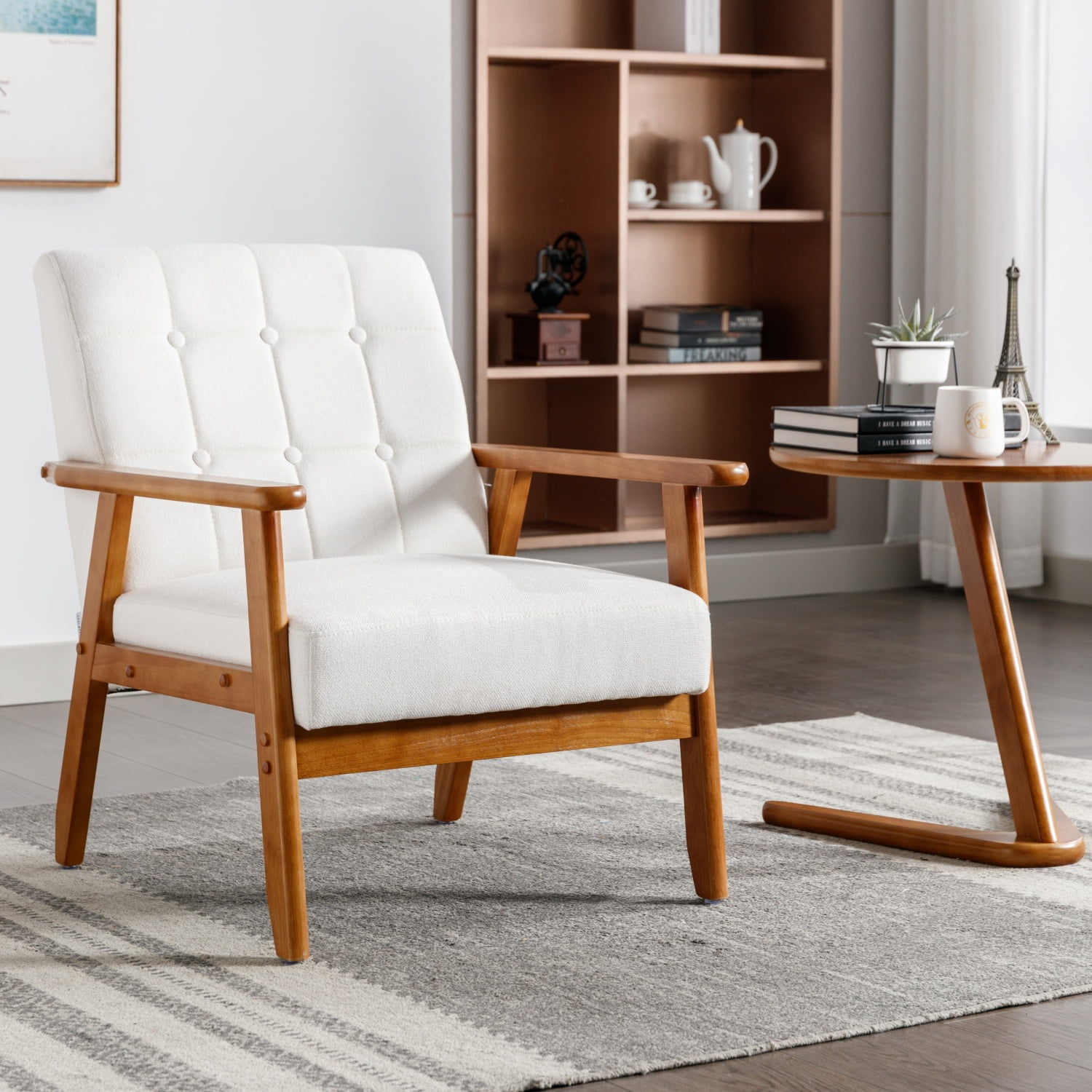 CASEMIOL Wooden Accent Chair for Living Room, Reading Chair with ...