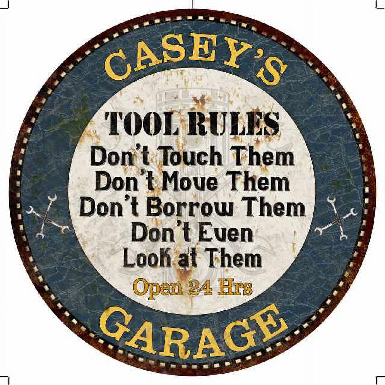 CASEY'S Garage Rules 14" Round Metal Sign Garage Wall Decor ...