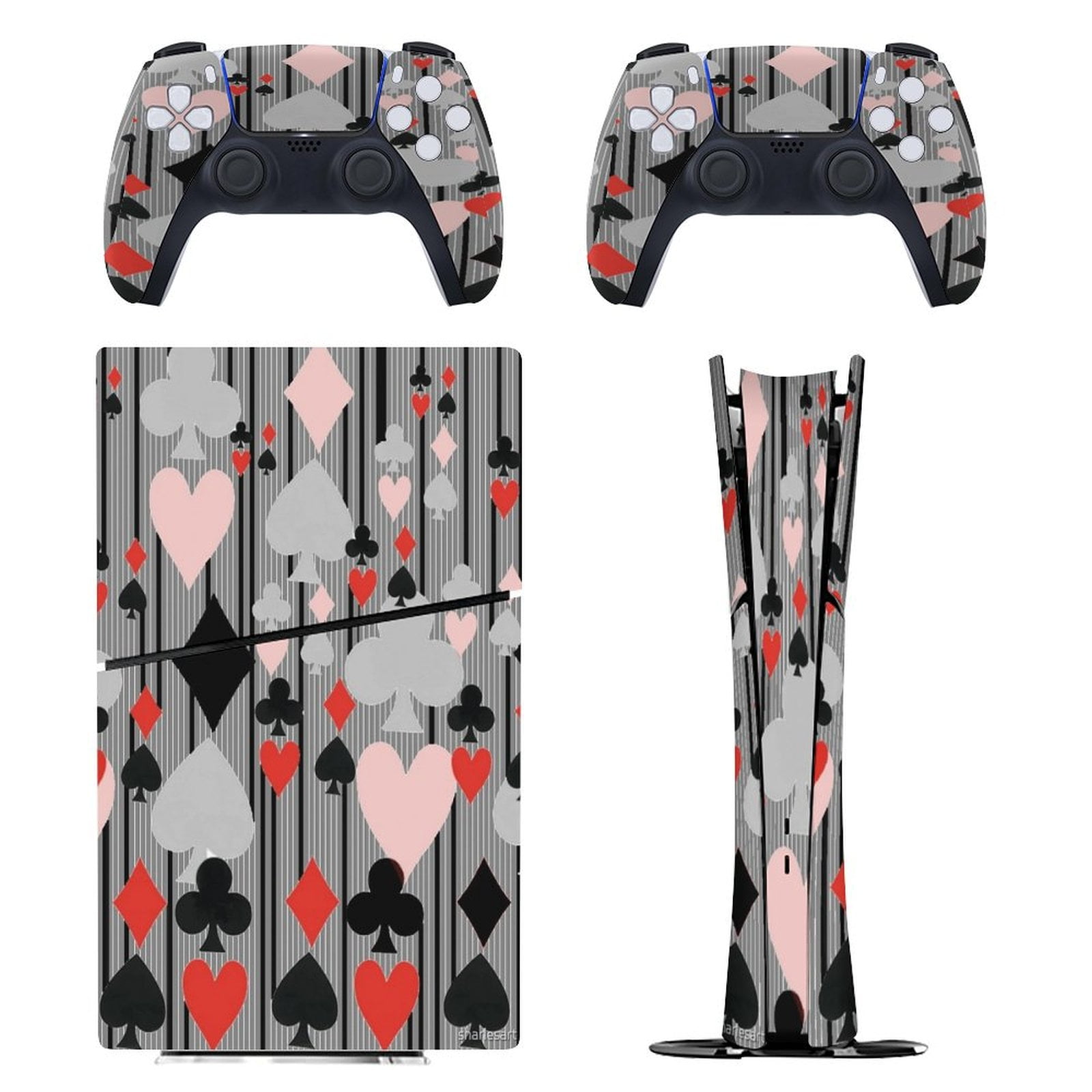 CASINO NIGHT'S CARD SUITES STRIPES GREY ART PS5/PS5 Pro/PS5 Slim ...
