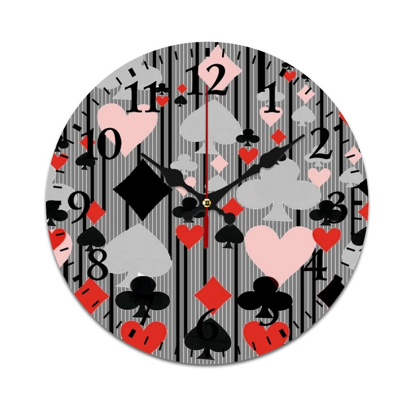 CASINO NIGHT'S CARD SUITES STRIPES GREY ART Wall Clock Modern Design ...