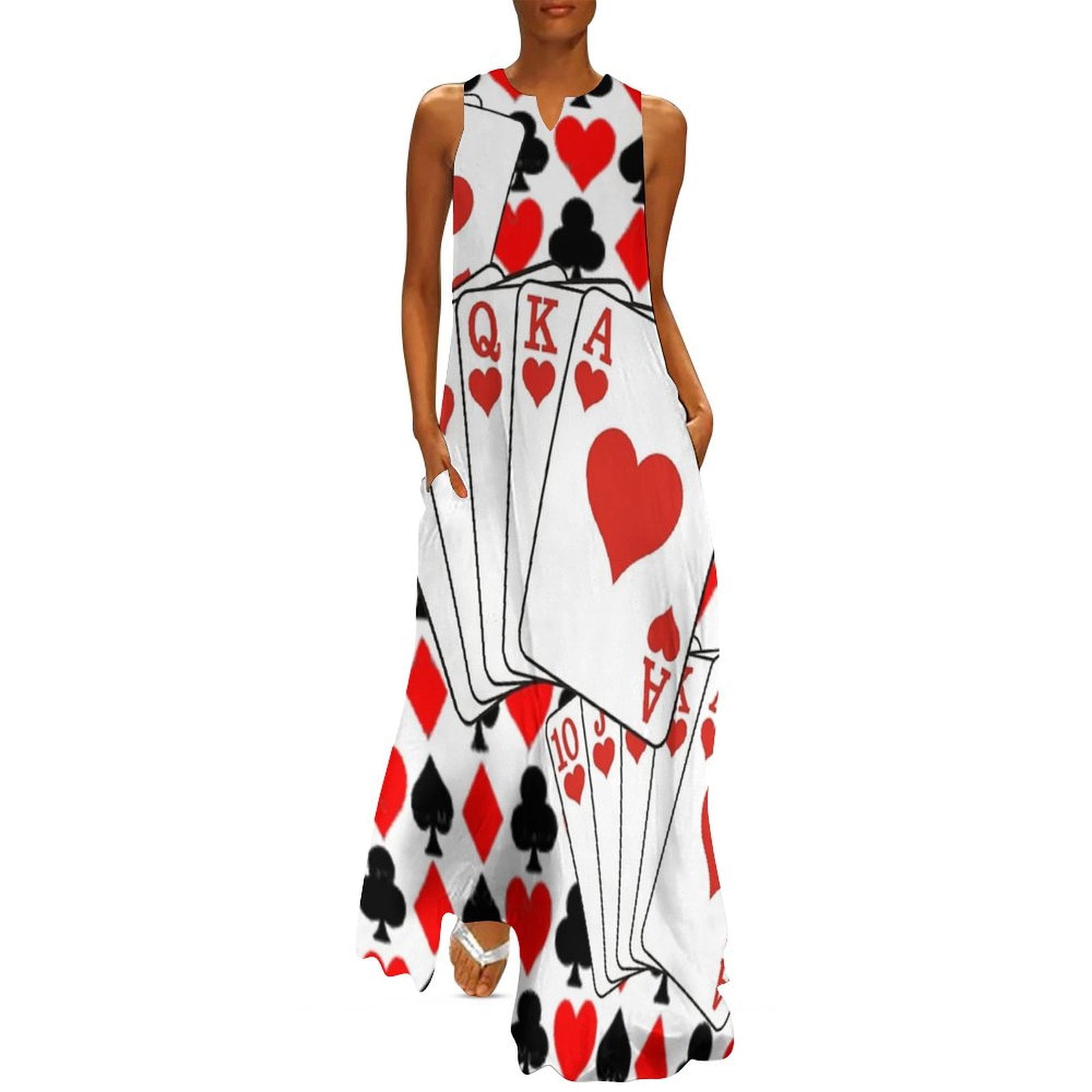 CASINO NIGHTS RED HEARTS FLUSH Long Dress Bridesmaid Dress Woman Dress ...