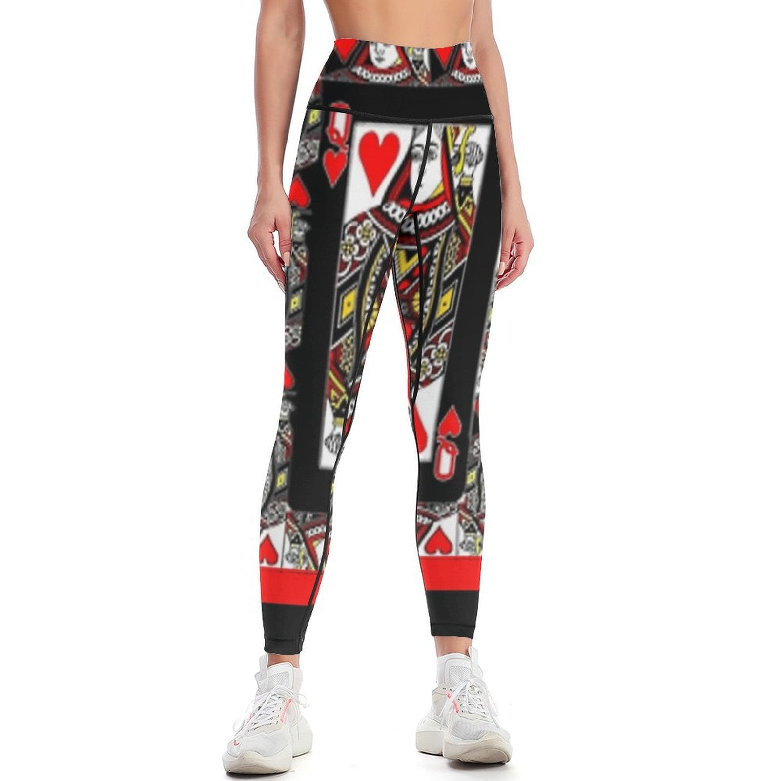 CASINO RED QUEEN OF HEARTS PATTERN RED-BLACK ART Leggings Pants Sport ...