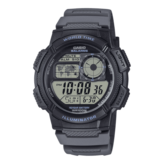 Casio Mens Digital Round Wristwatch Lc Analog 10-Yr Battery 100M Wr Led ...