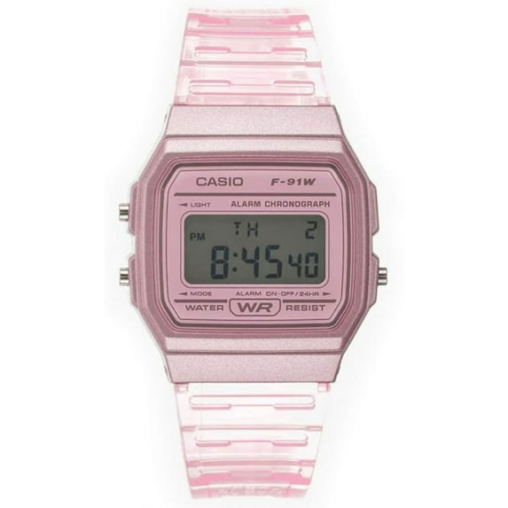 Casio Unisex Classic Digital Wrist Watch F91WS-4, Jelly Pink, Alarm ...