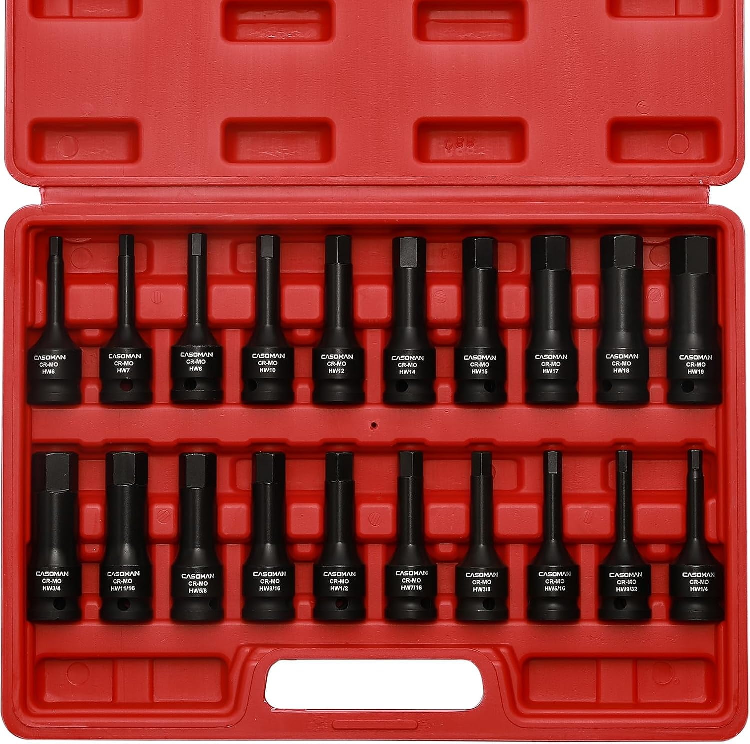 CASOMAN 1/2" Drive Master Impact Hex Bit Set, Hex Driver, SAE/Metric, 1 ...