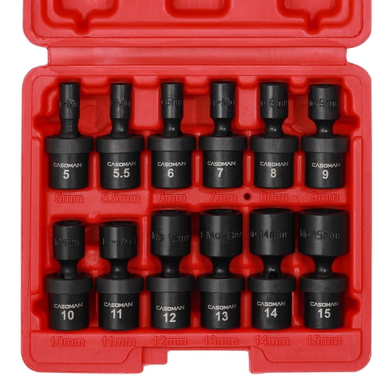 CASOMAN 1/4-Inch Drive Universal Impact Socket Set, 12 Pieces Set ...