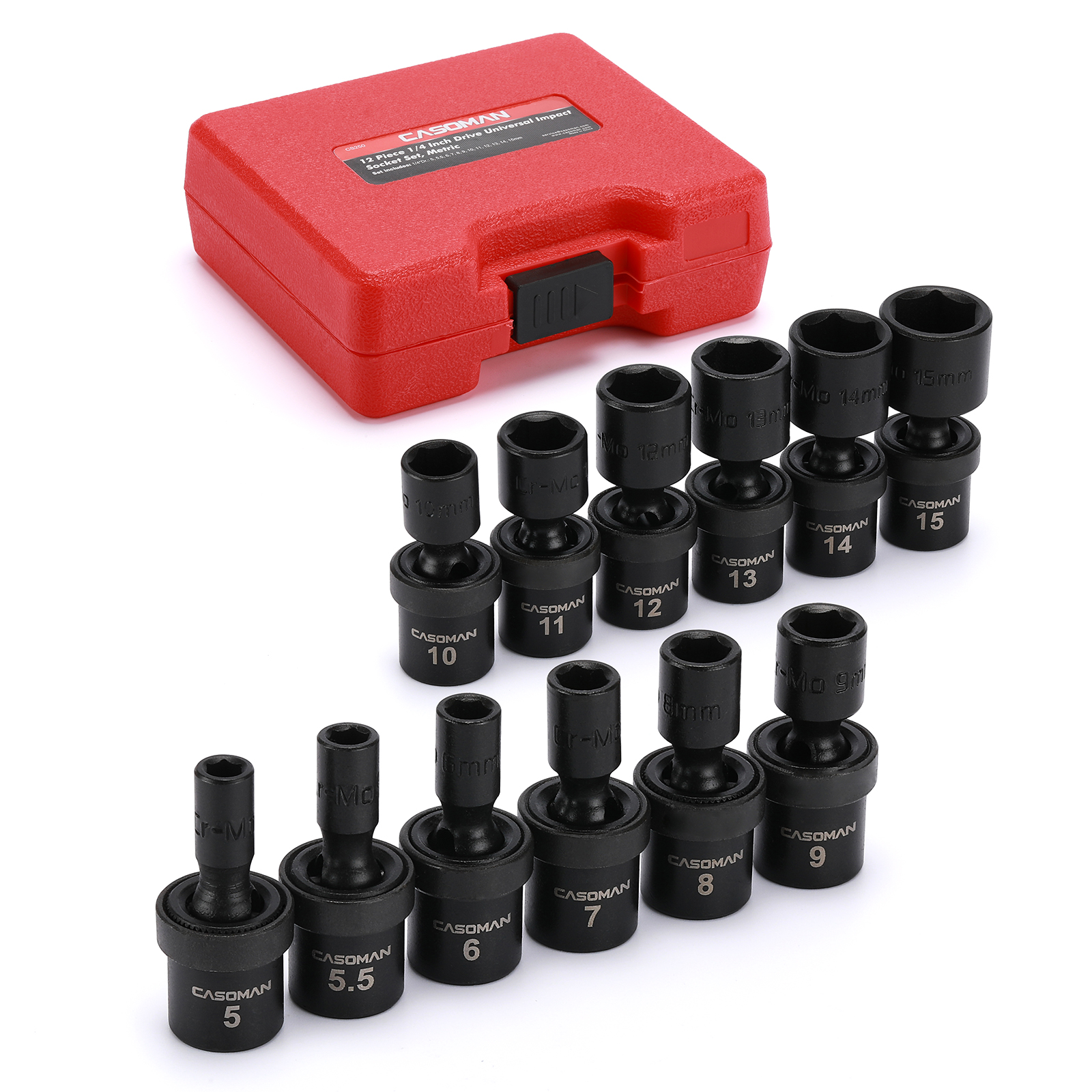 CASOMAN 1/4-Inch Drive Universal Impact Socket Set, 12 Pieces Set ...