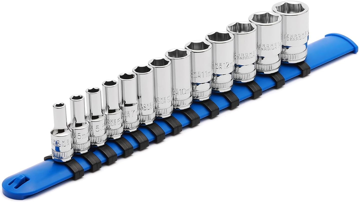 CASOMAN 13PCS 1/4"Drive Mid-Length Socket Set, 6-Point, Mirror Chrome ...