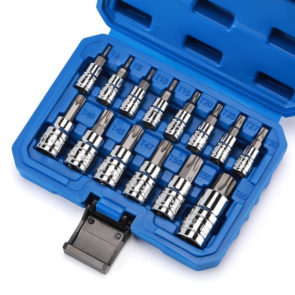 CASOMAN 14-Piece 1/4-Inch, 3/8-Inch & 1/2-Inch Drive Torx Bit Socket ...