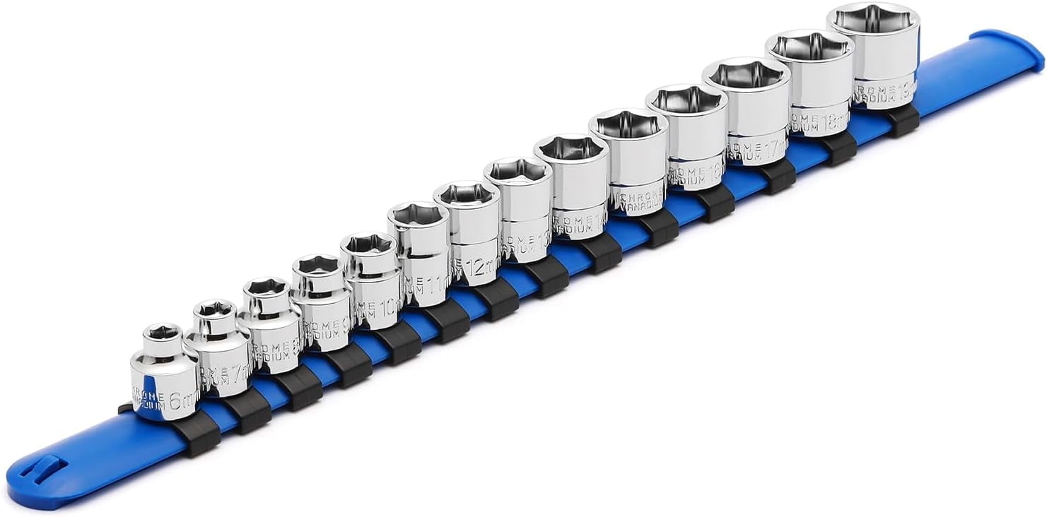 CASOMAN 14 Piece 3/8" Drive 6 Point Stubby Socket Set, Metric, Mirror ...
