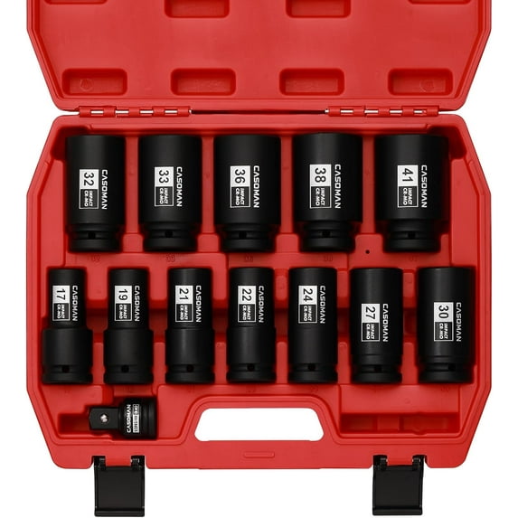 CASOMAN 3/4" Drive Deep Impact Socket Set, 13Piece Jumbo Socket ...