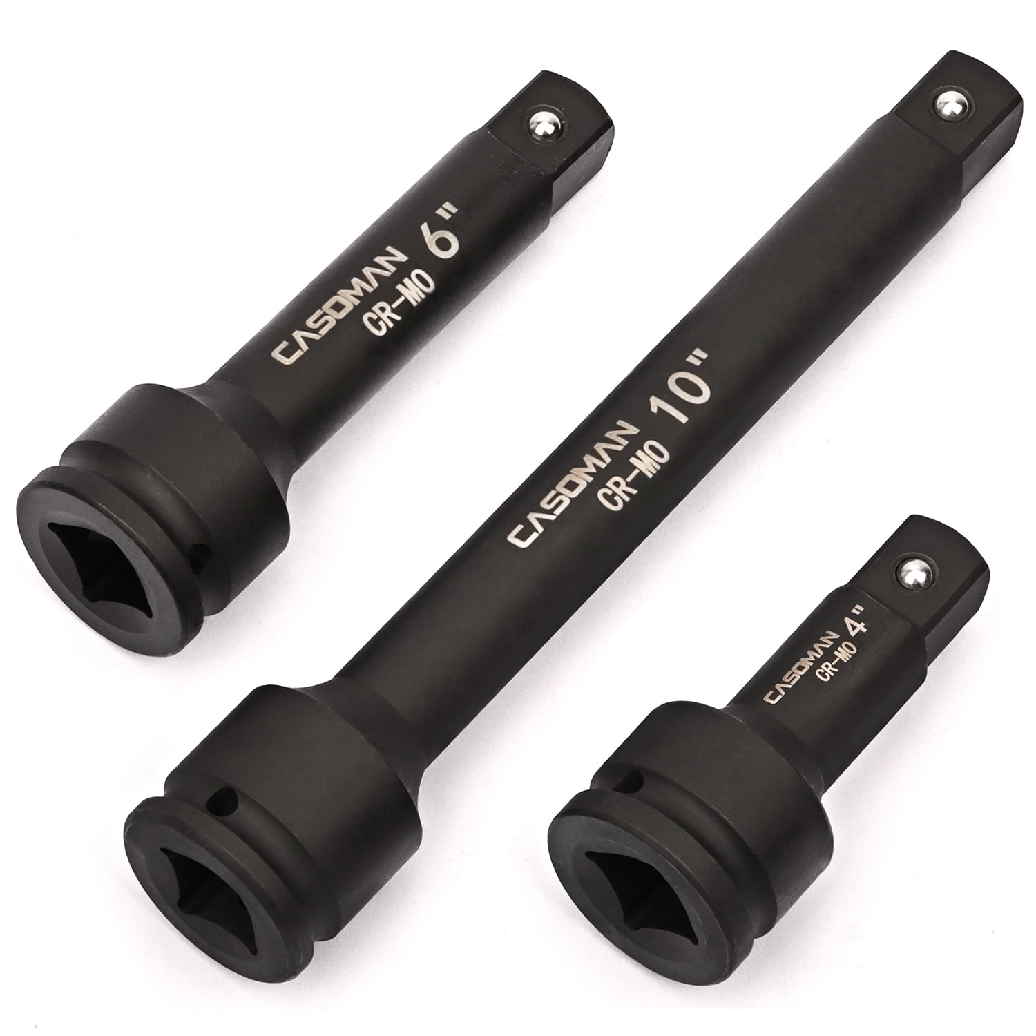 CASOMAN 3/4" Drive Impact Extension Bar, Cr-Mo Steel, 4", 6", 10"ext ...