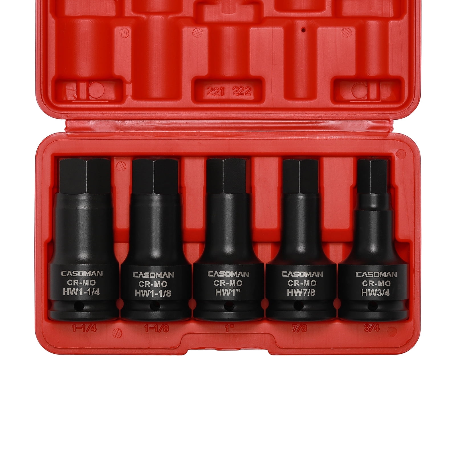 CASOMAN 3/4" Drive Master Impact Hex Bit Set, 5-Piece, SAE, 3/4", 7/8 ...