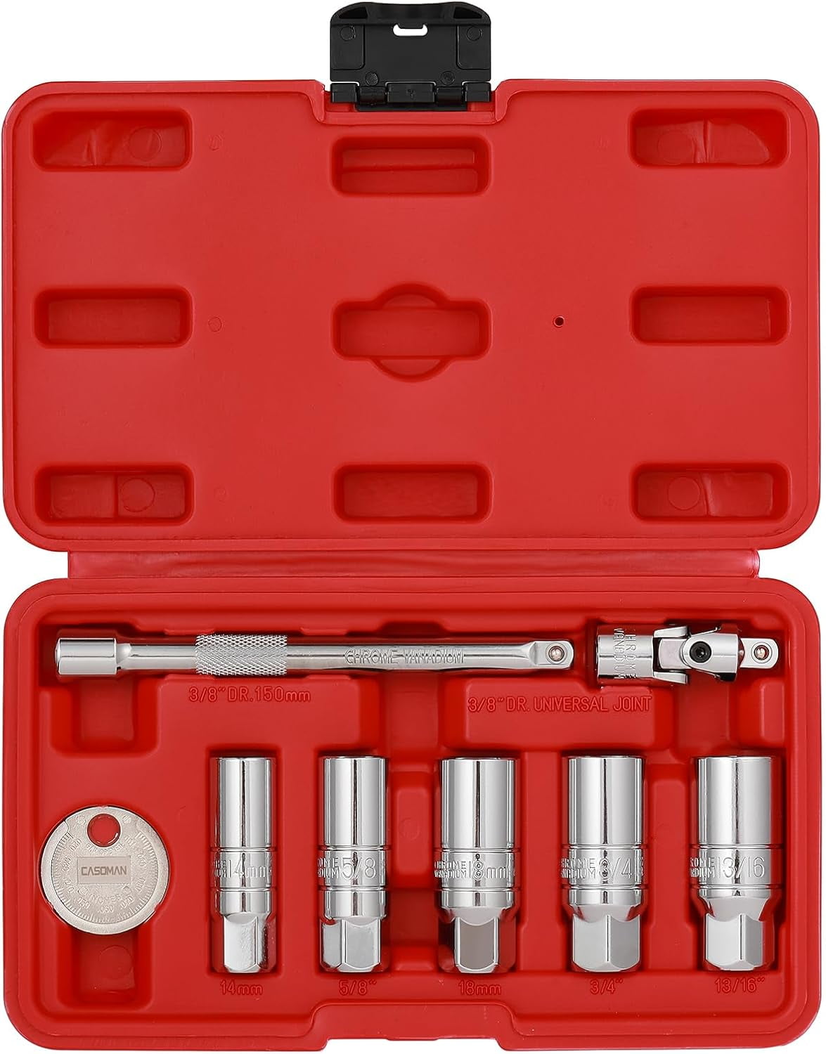 CASOMAN 3/8-Inch Drive Spark Plug Socket Set, 6-Point, Include ...
