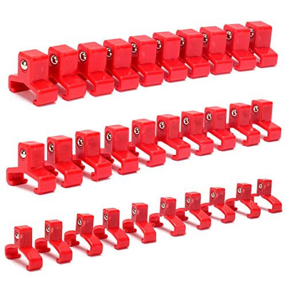 CASOMAN 30-Piece Socket Clip Set, 1/2-inch, 3/8-inch,1/4-inch Red ...