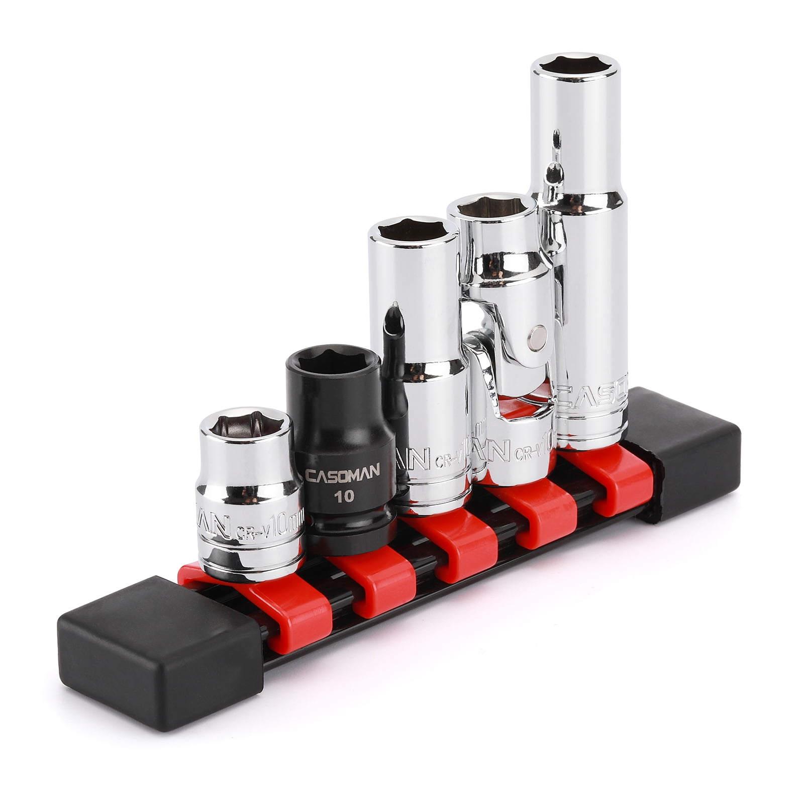 CASOMAN 5Pcs 3/8-inch Impact Socket & Flex Socket Set, 10mm, 6-Point ...