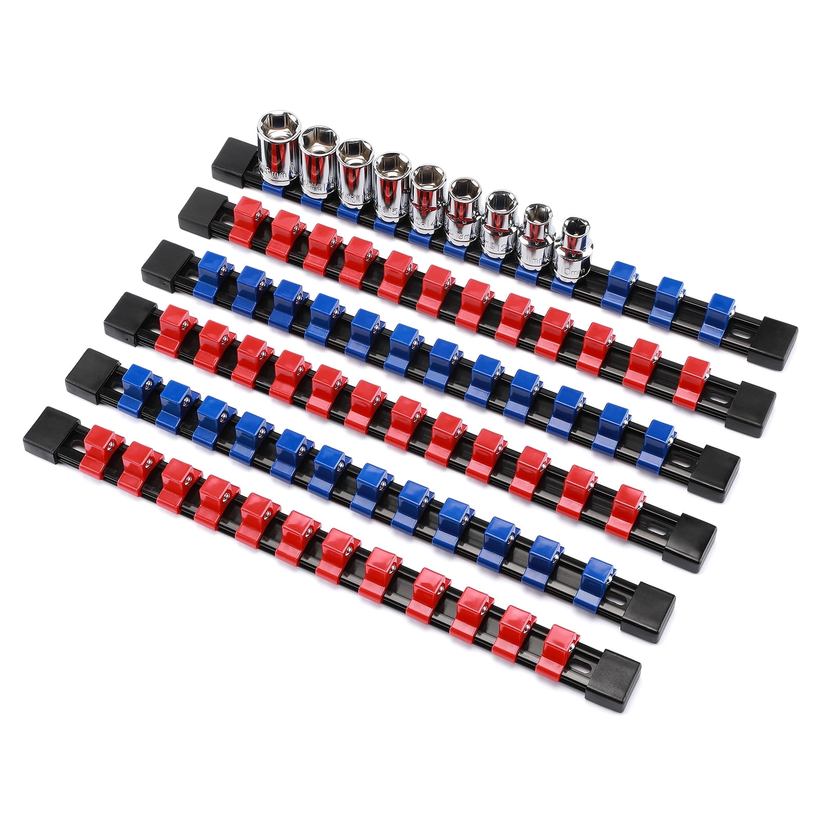 CASOMAN 6 Pieces 1/2" Drive Socket Organizer Rails, SAE and Metric ...
