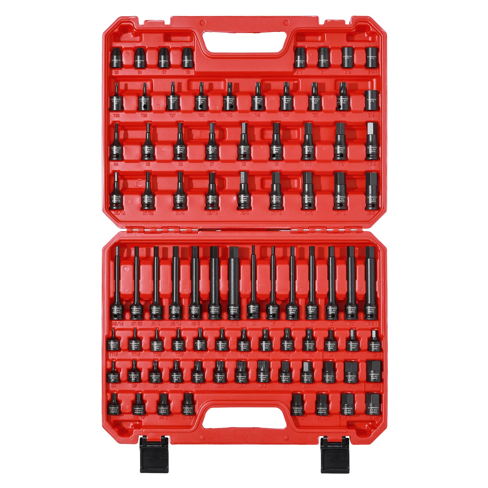 CASOMAN 84 Pieces 3/8" Dr. Master Hex Bit Impact Socket Set, CR-MO, SAE ...