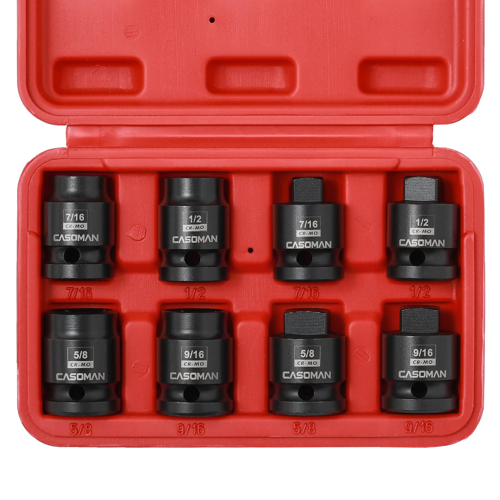 CASOMAN 8PCS 1/2-Inch Drive Pipe Plug Socket Set, Cr-Mo, SAE, Male ...