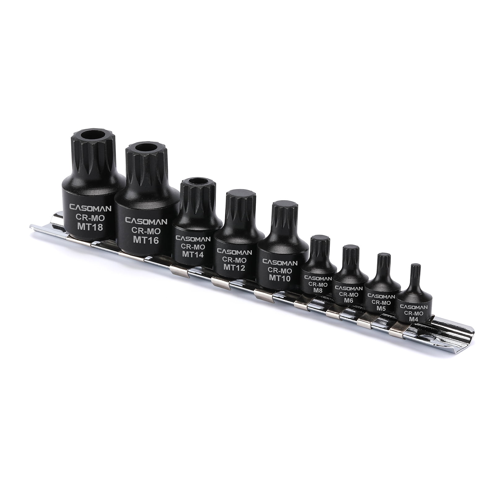 CASOMAN 9-Piece Impact Triple Square Bit Socket Set, Low Profile, 1/4 ...