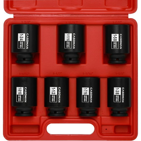 CASOMAN Auto Repair Tools 1/2-inch Drive Deep Spindle Axle Nut Impact ...