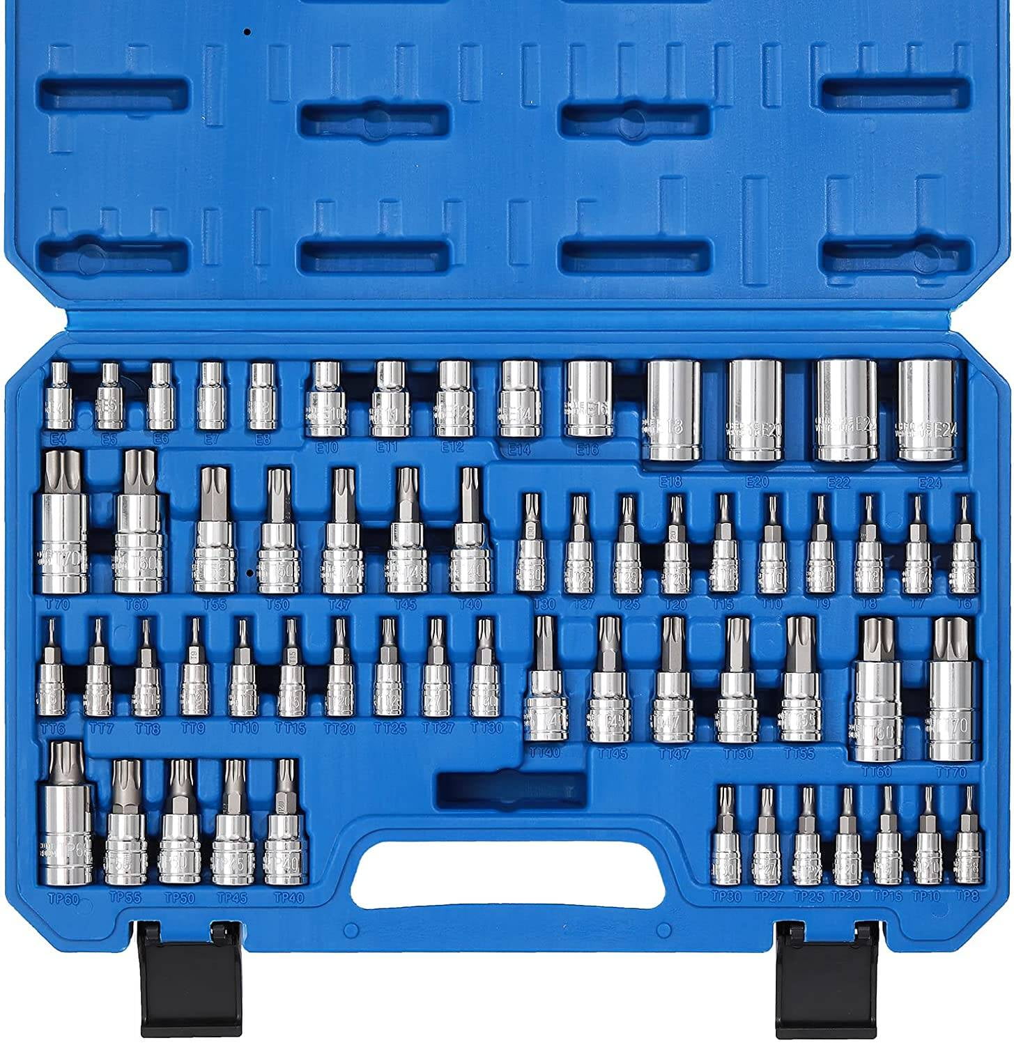 CASOMAN Master Torx Bit Socket Set, 60-Piece, Cr-V and S2 Steel, E4-E24 ...