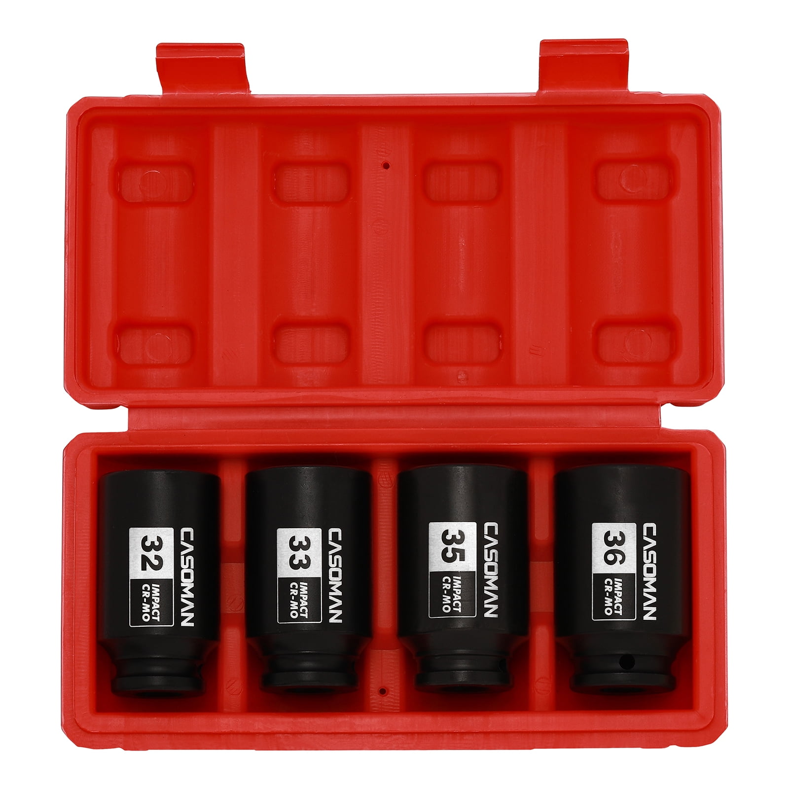 CASOMAN PRO 1/2'' Drive Deep Spindle Axle Nut Impact Socket Set, 6 ...