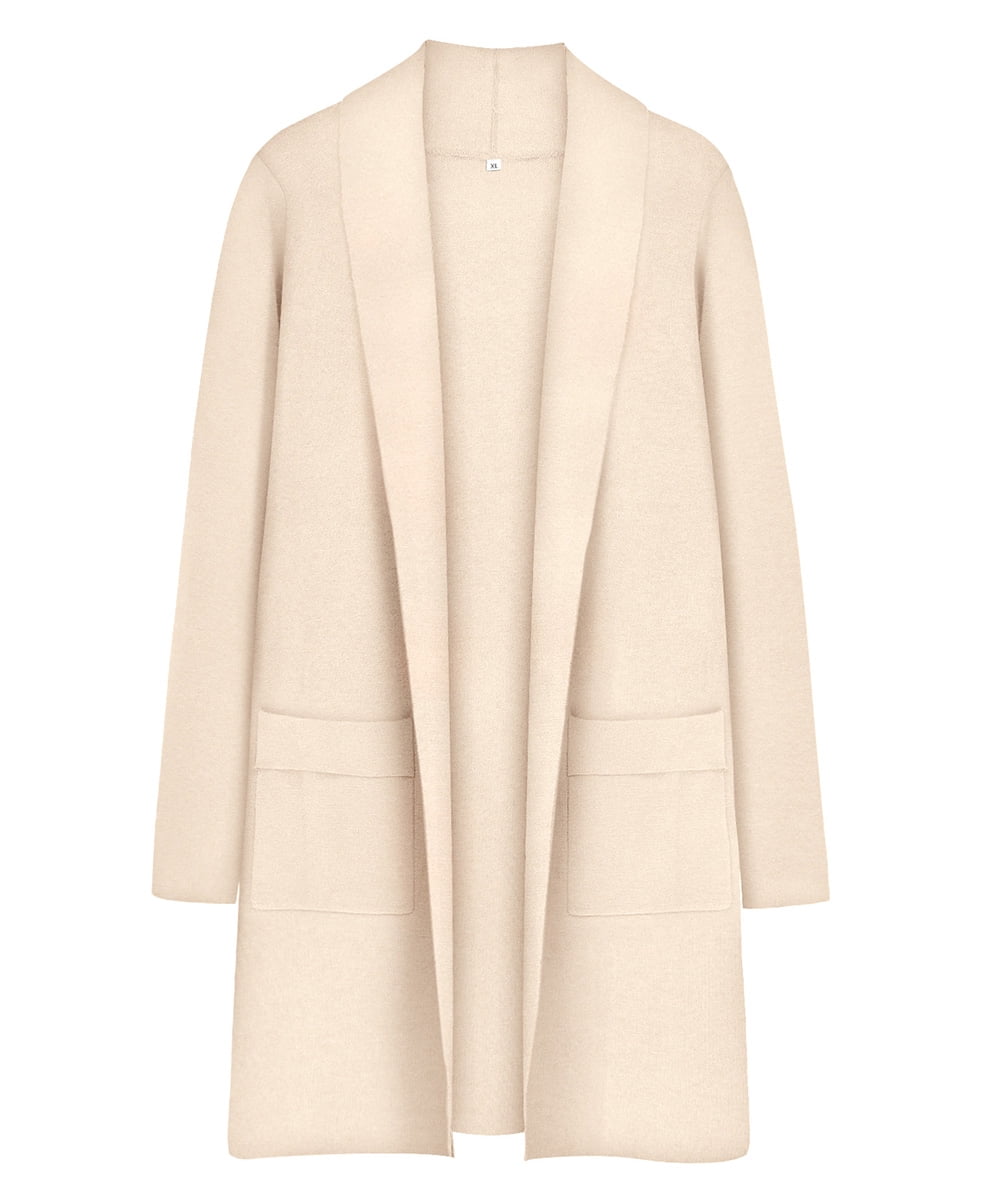 CASSIE LIZ Lady's Plus Size Open Front Cardigan V Neck Beige Knit 3x ...