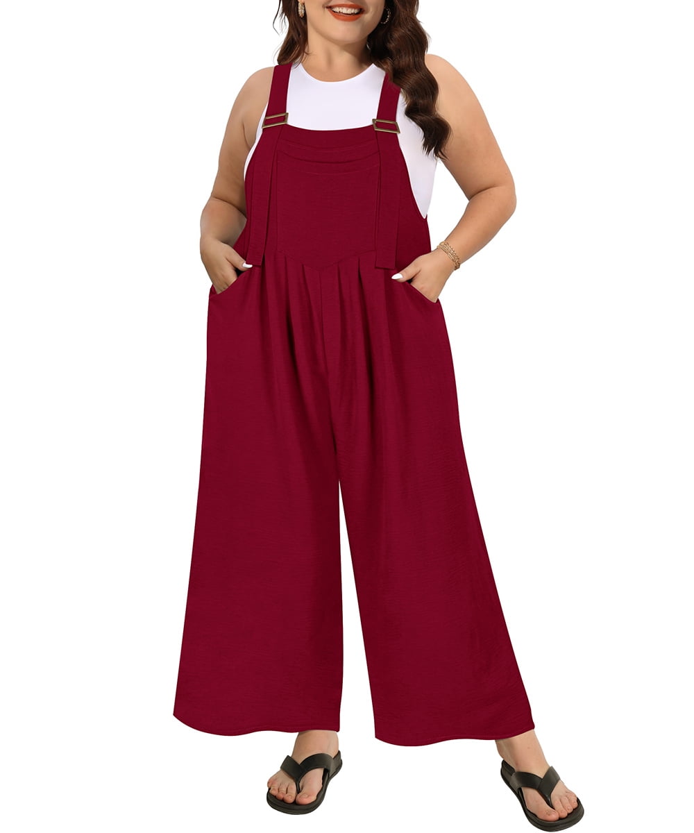 CASSIE LIZ Plus Size Jumpsuits for Women Adjustable Loose Fit 4X ...