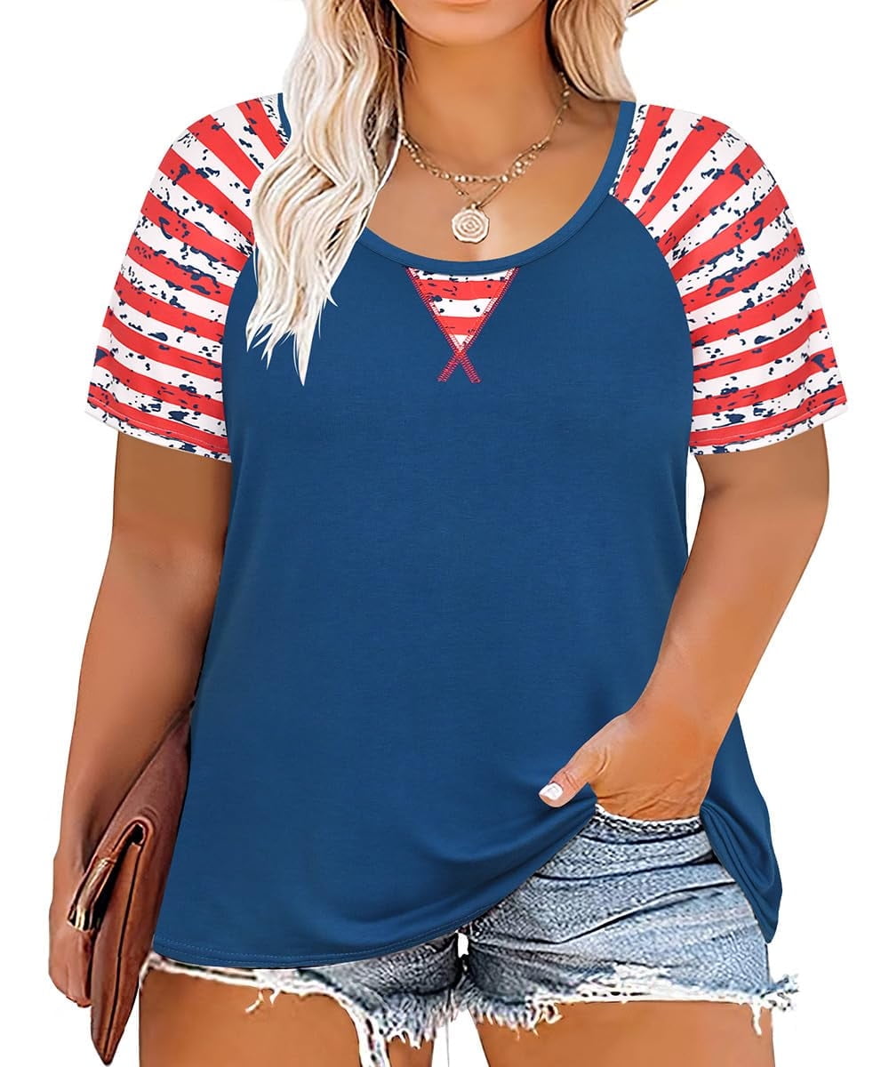 CASSIE LIZ Plus Size Shirts 5X 4th of July Summer Crew Neck Womens Tops ...