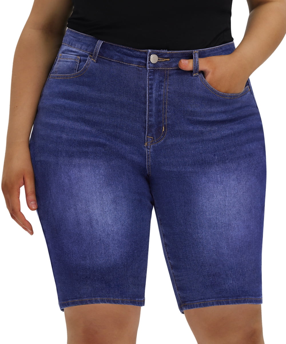 CASSIE LIZ Plus Size Shorts For Women High Rise Cut Off Shorts Jeans ...
