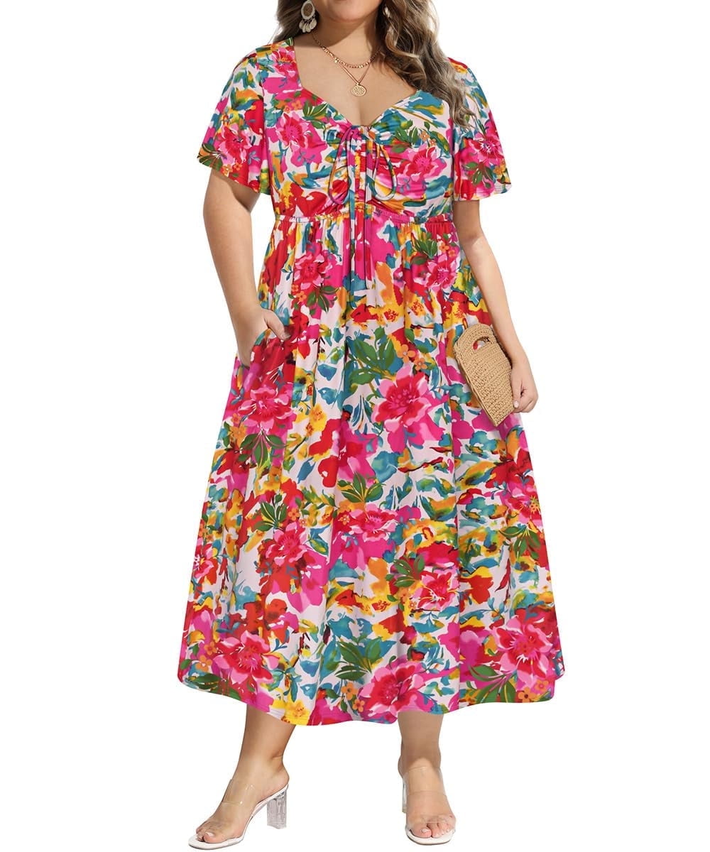 CASSIE LIZ Womens Plus Size Dresses 5X Colorful Floral Summer Dresses ...