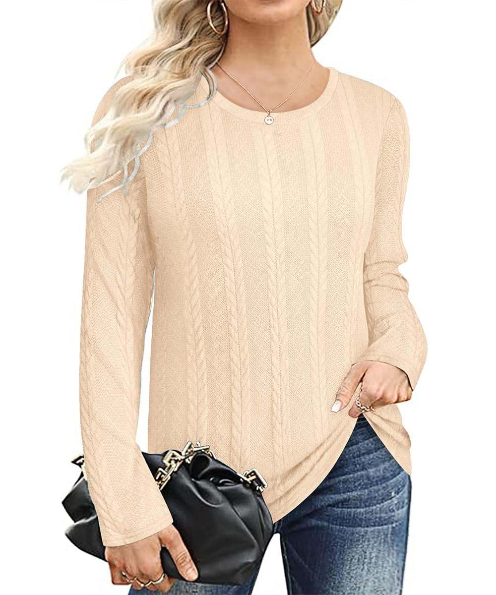 CASSIE LIZ Plus Size Sweater for Women Solid Tops Light apricot Long ...