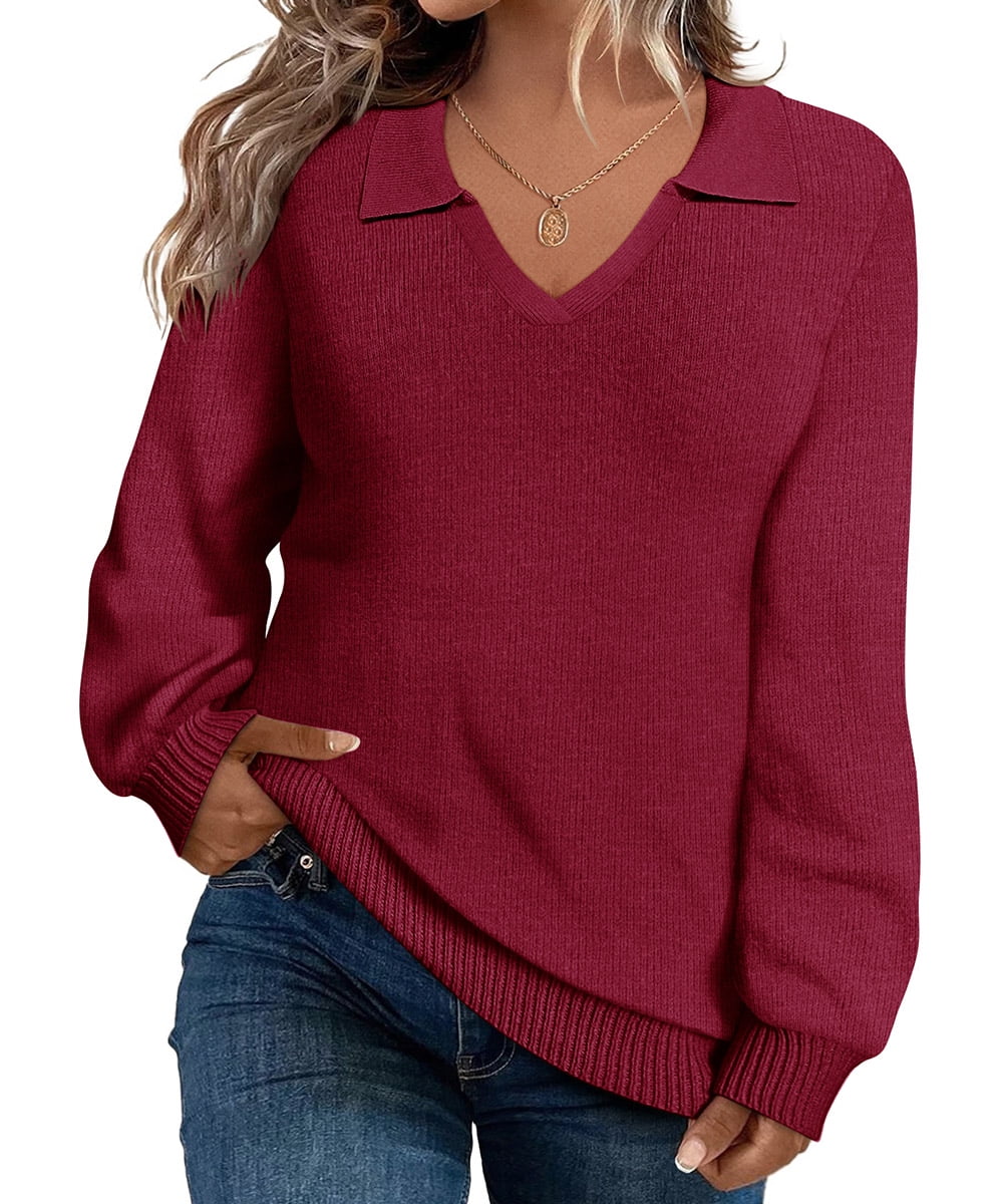 CASSIE LIZ Plus Size Sweaters Women's Long Sleeve Casual Pullover ...