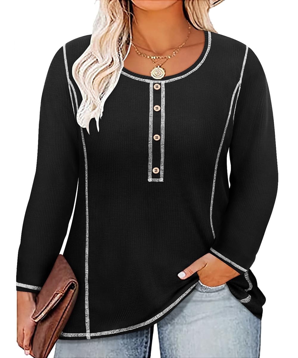 CASSIE LIZ Plus Size Tops 3X Long Sleeve Womens Shirts Fall Crew Neck ...